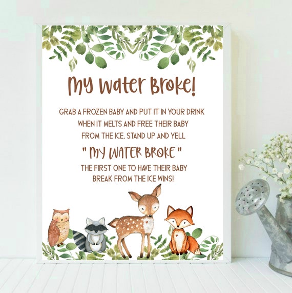 My Water Broke Sign Woodland Ice Cube Babies Game Safari | Etsy