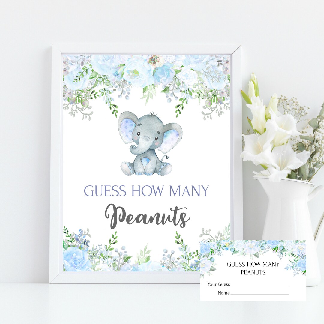 Blue Elephant Peanut Guessing Game Guess How Many Baby Peanuts Guess ...