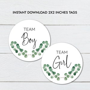Printable Gender Reveal Greenery Minimal Tag, She or He, Minimalist ...