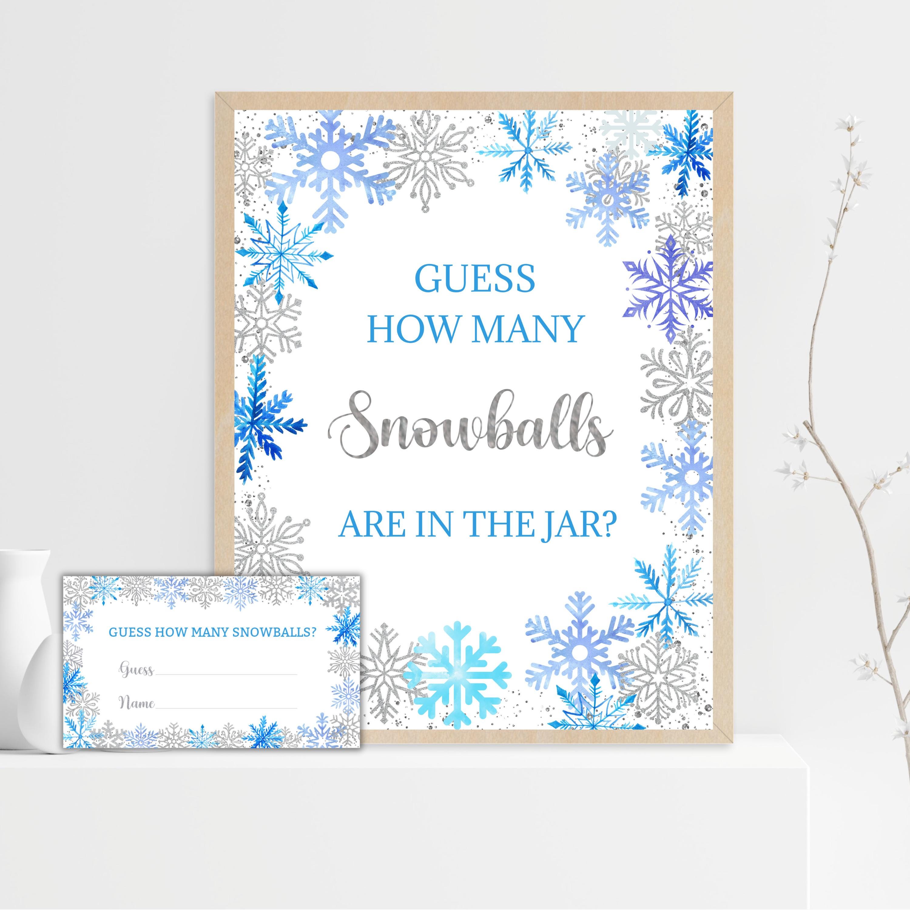 Snowflake Baby Shower Game: Guess How Many Snowballs (digital Download ...
