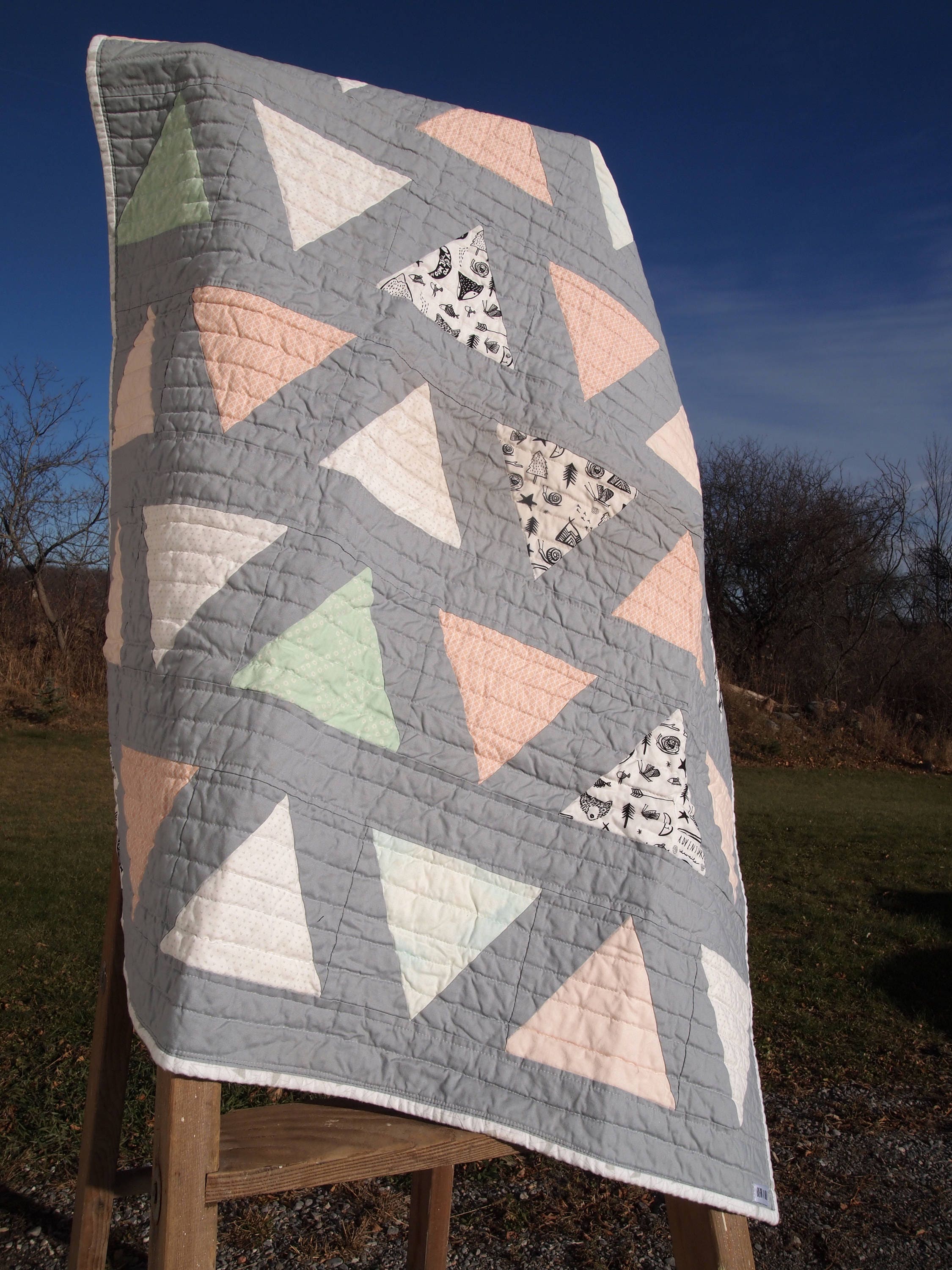 Handmade Modern Baby Girl Triangle Quilt - Etsy