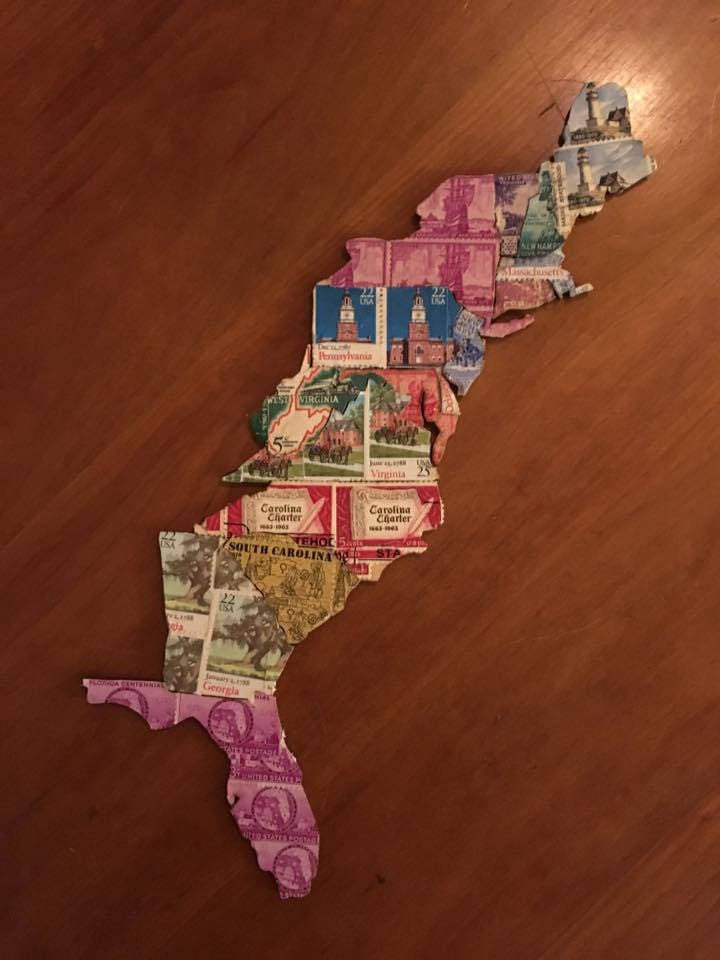 Stamp Art Map Puzzle Handmade Wooden Map of the USA - Etsy