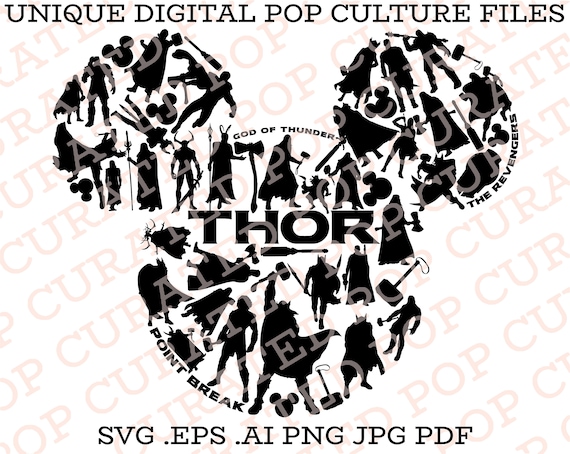 Thor Marvel Mickey Mouse Ear Collage Comic Book God of Thunder - Etsy