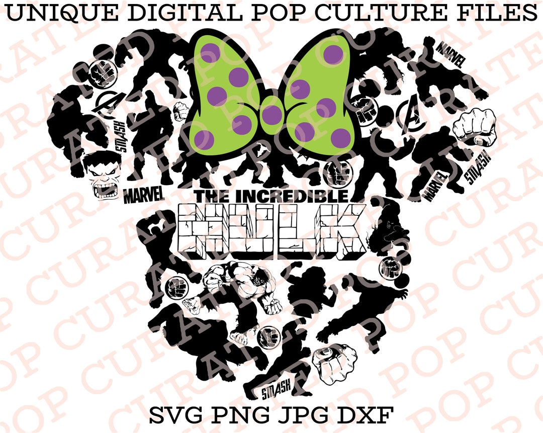 The Incredible Hulk Avengers Marvel MCU Minnie Mouse SVG File - Etsy