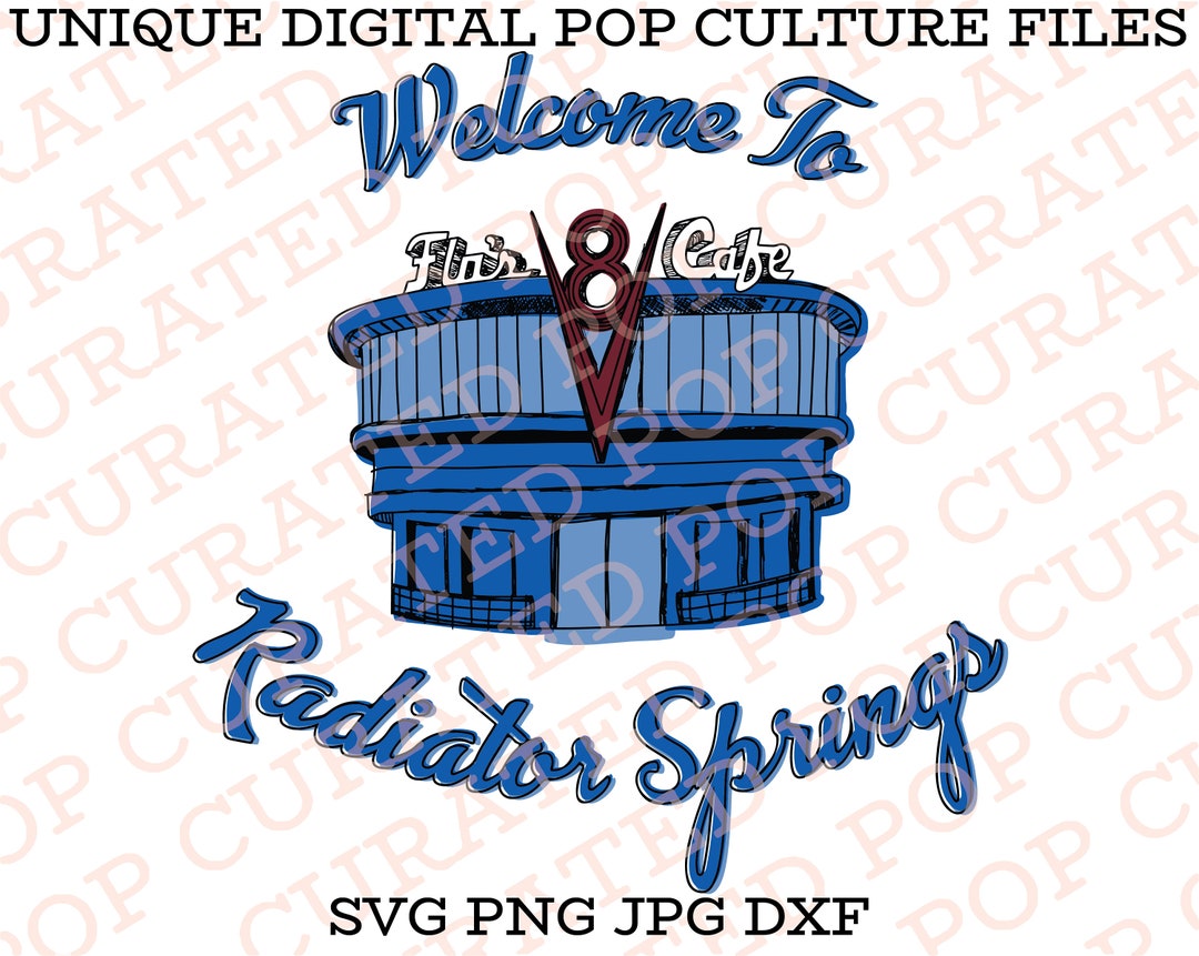 Hand Drawn Radiator Springs Artwork Flo's Cafe Lightning Mcqueen Cars ...