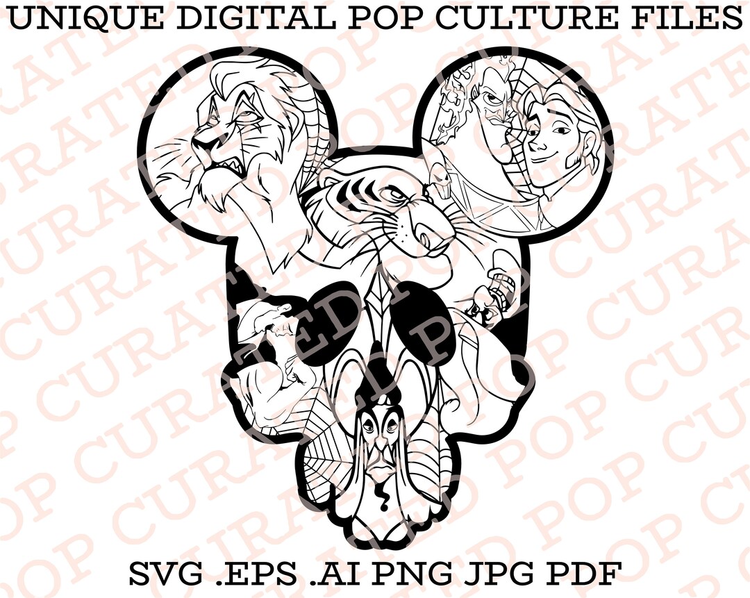 Villain Characters Evil Mickey Mouse Halloween Skull Bad Guy - Etsy