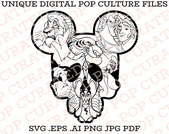 Villain Characters Evil Mickey Mouse Halloween Skull Bad Guy - Etsy