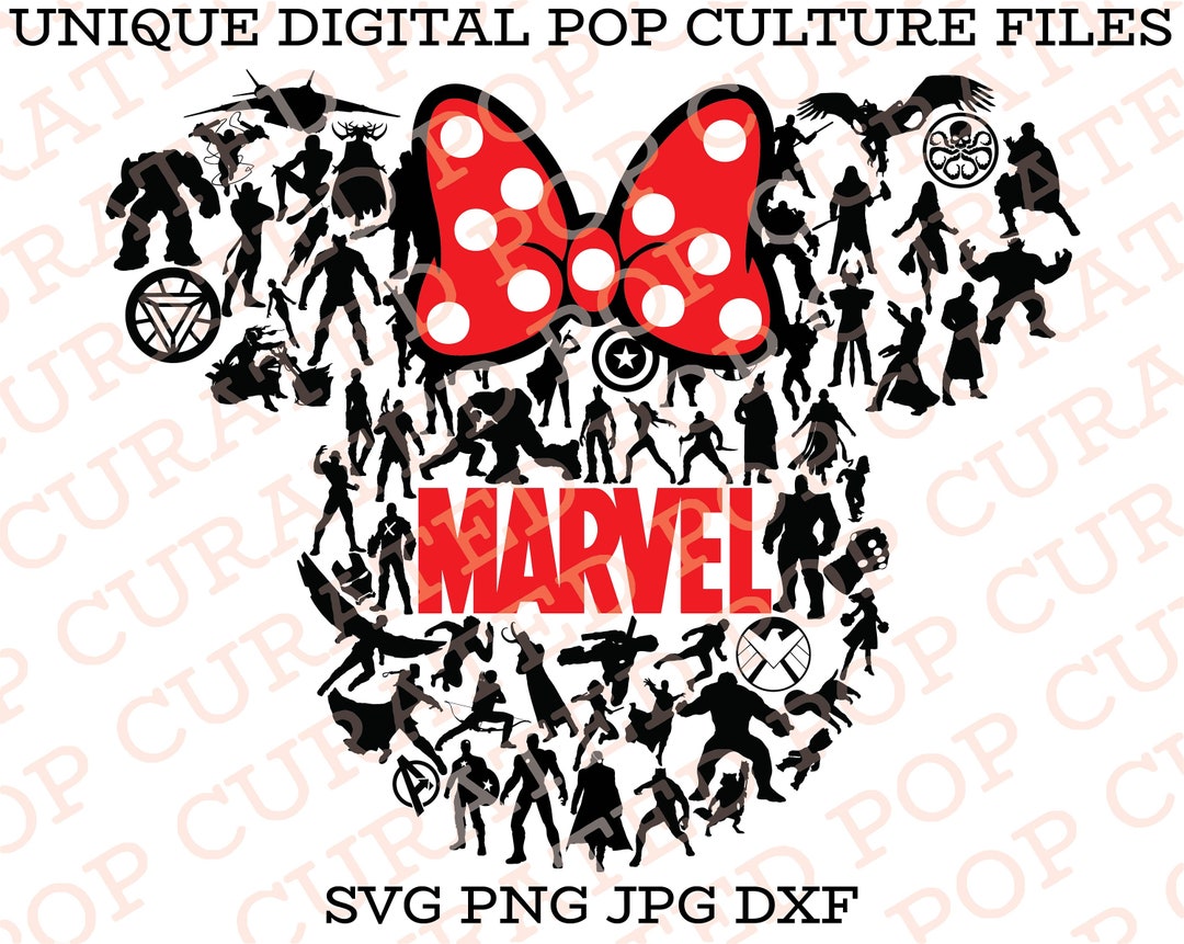 Red Minnie Mouse Superhero Comic Book Collage Amusement Park Theme Ride ...