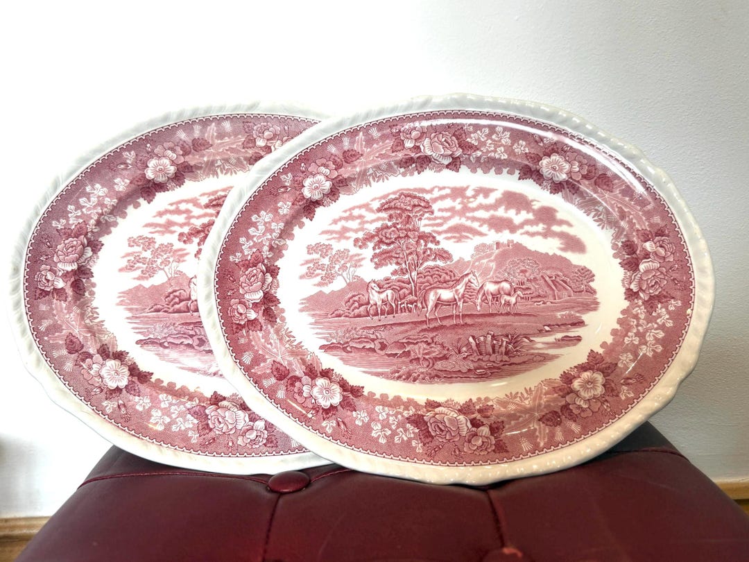 Vintage Adams Ironstone Platters - English Scenic Pattern China by ...