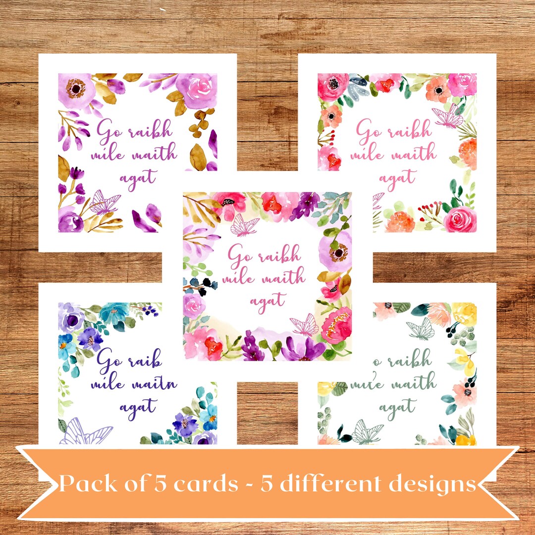 Floral Thank You Card in Irish Language, Go Raibh Maith Agat Card, Go ...