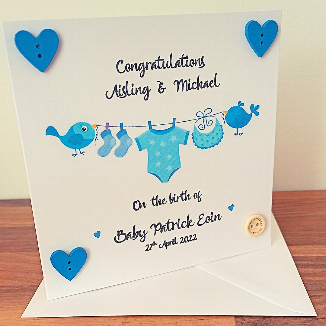 Cute Baby Boy Washing Line Card Congratulations It's a - Etsy