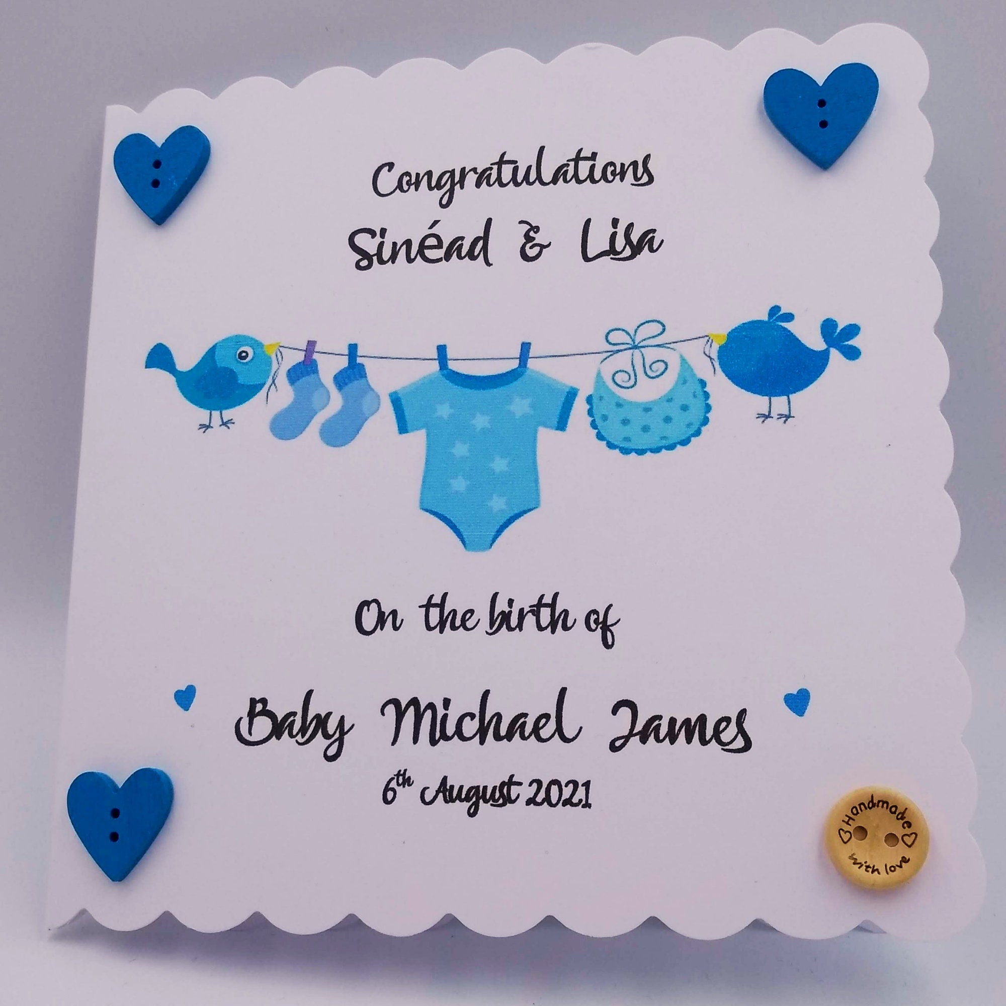 Cute Baby Boy Washing Line Card Congratulations It's a - Etsy
