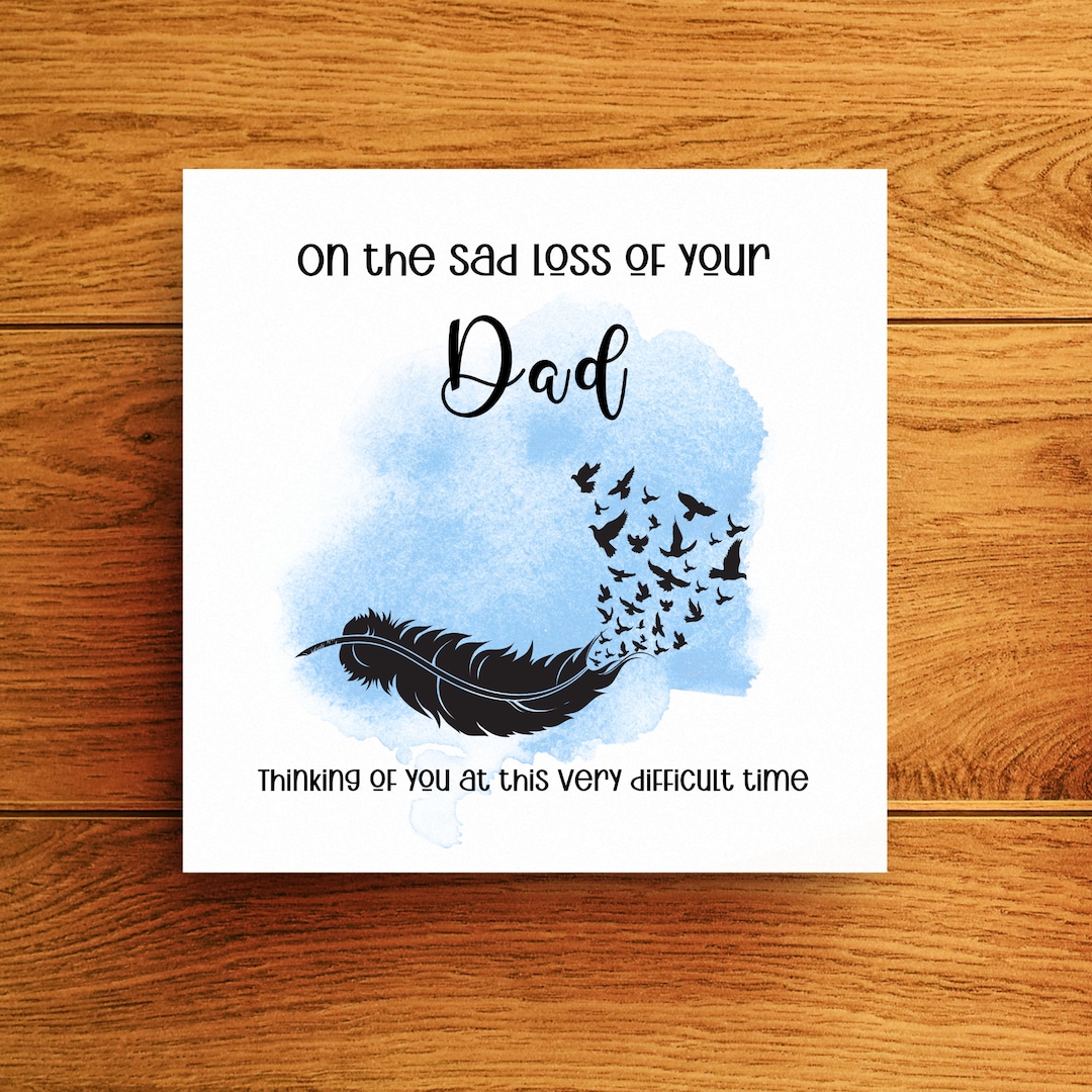Sorry for Your Loss Father Card Feather, Condolence Card Dad, Sympathy ...
