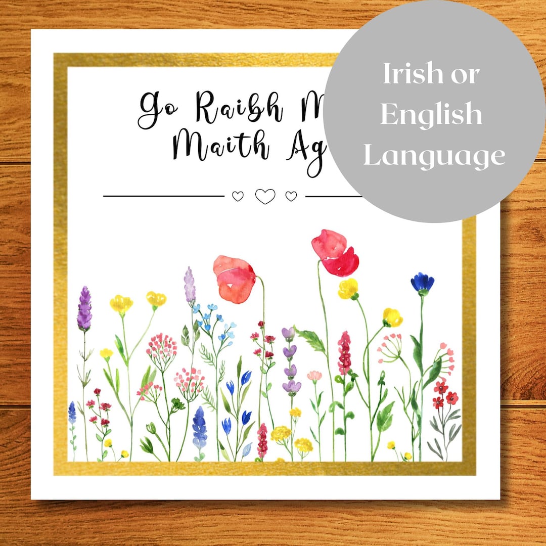 Irish Thank You Card, Go Raibh Maith Agat Card, Irish Language Card ...
