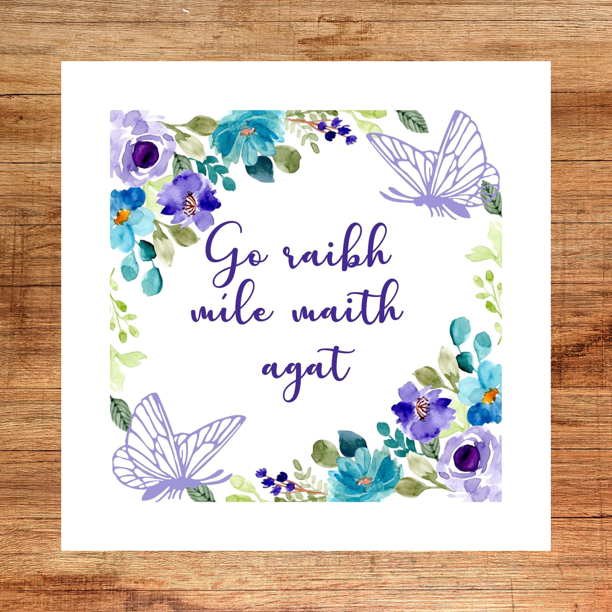 Floral Thank You Card in Irish Language, Go Raibh Maith Agat Card, Go ...