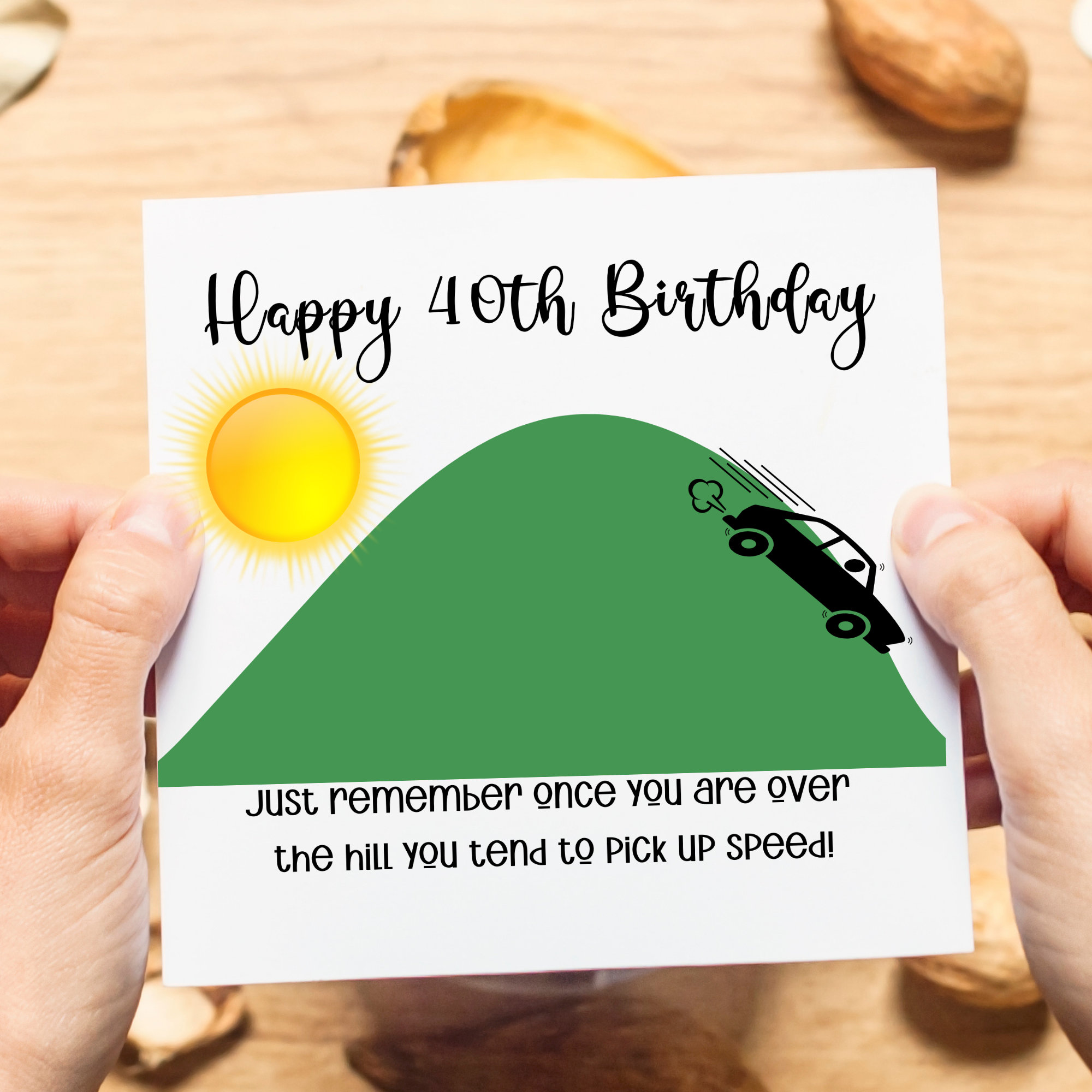 Funny 40th Birthday Card Over the Hill Personalized, Birthday Card 40th ...