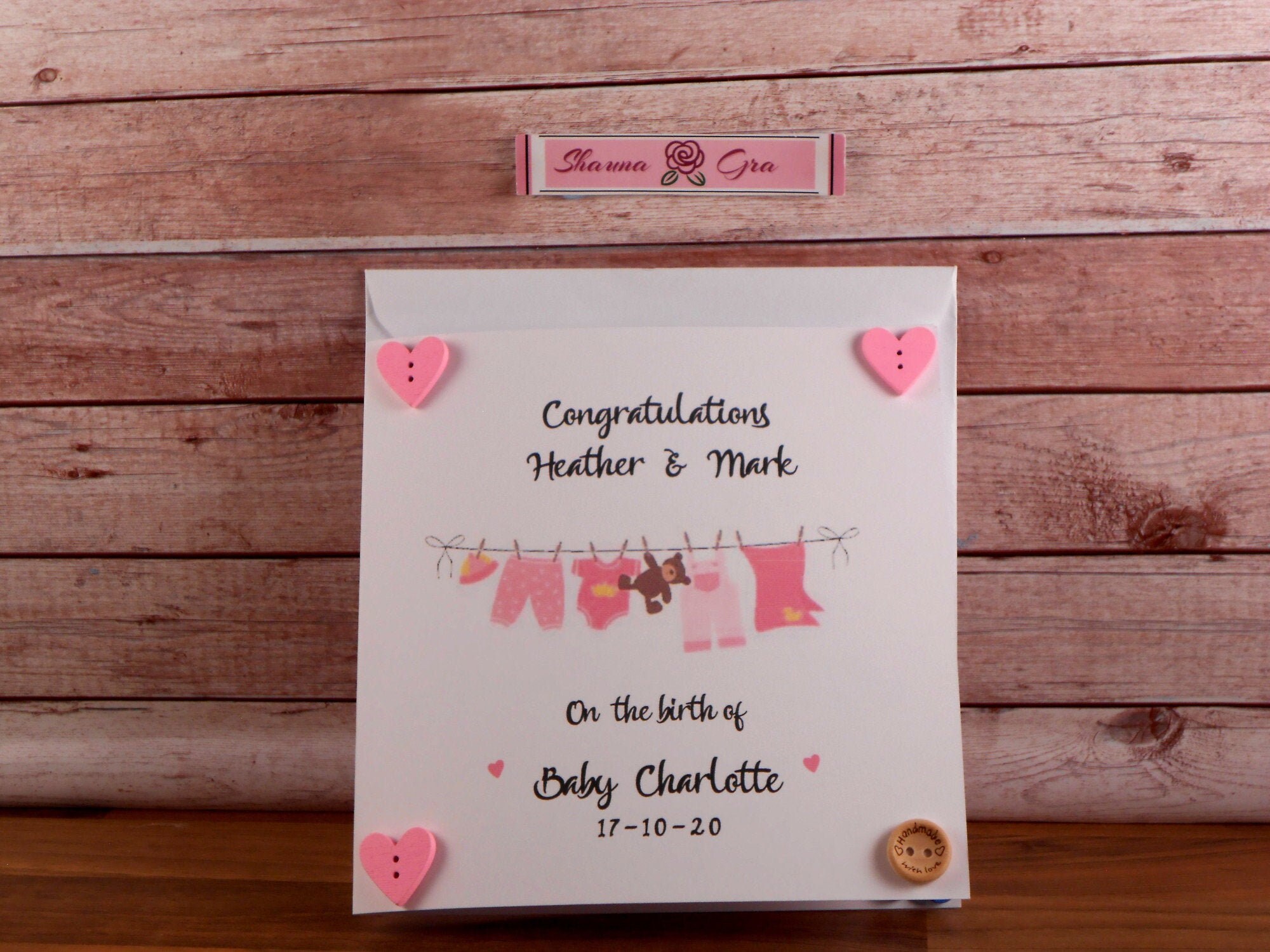 Cute Baby Girl Card Pink Washing Line Congratulations New - Etsy