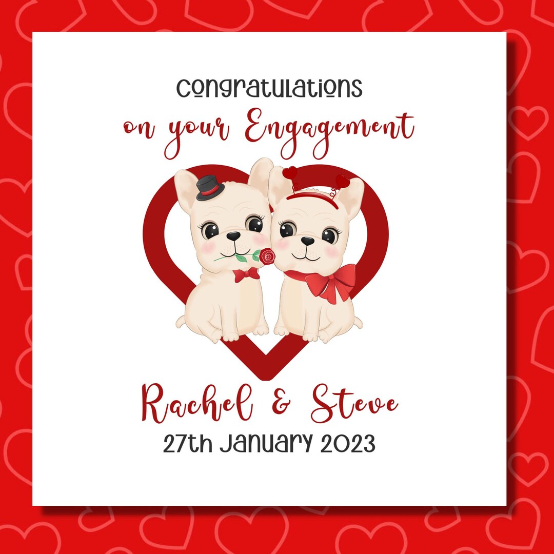 Congratulations Engagement Card for a Couple With Cute Dogs and Red ...