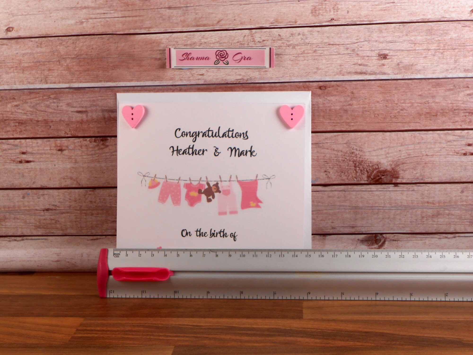 Cute Baby Girl Card Pink Washing Line, Congratulations New Parents ...