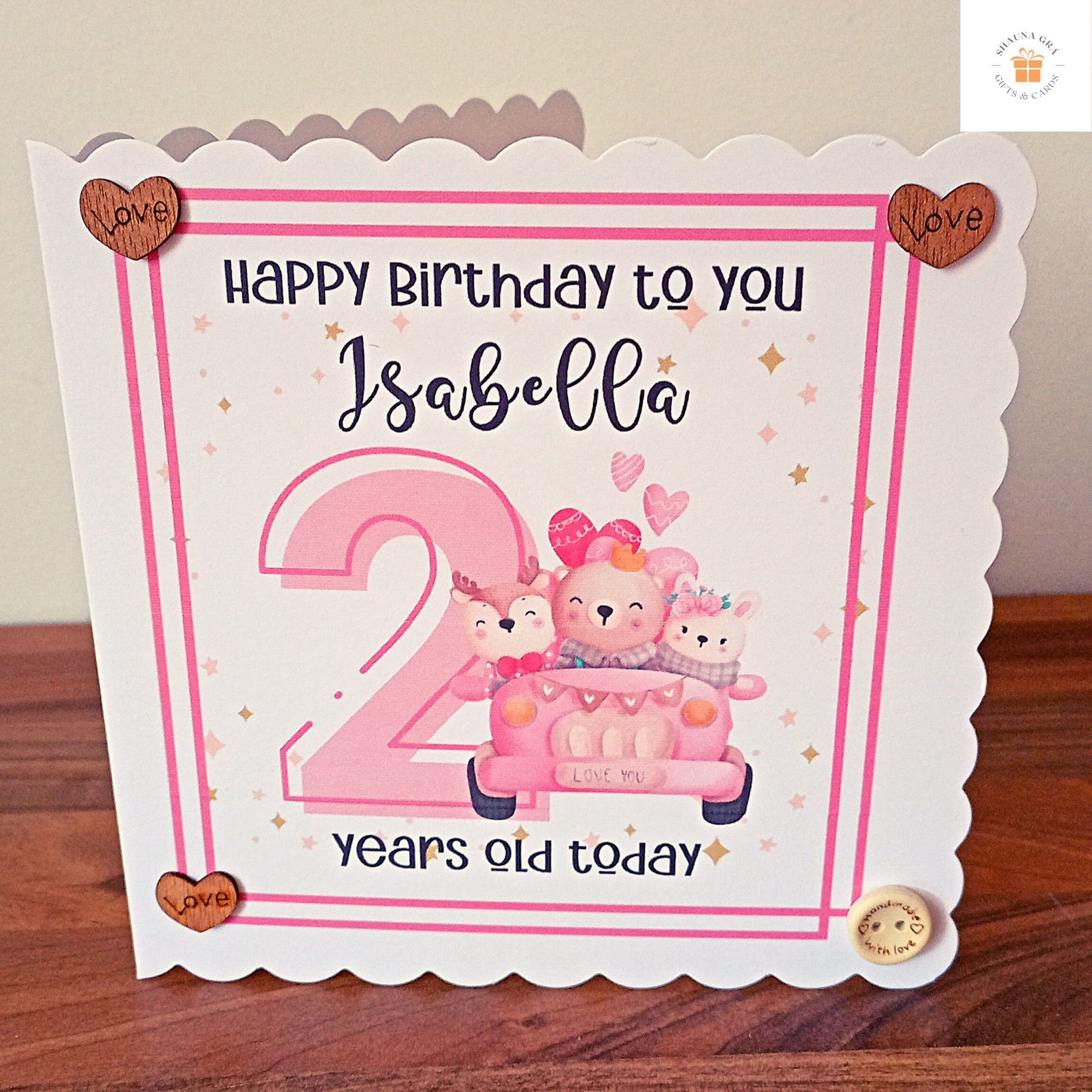Birthday Card Age 2 for Girl Personalised Woodland Animals - Etsy