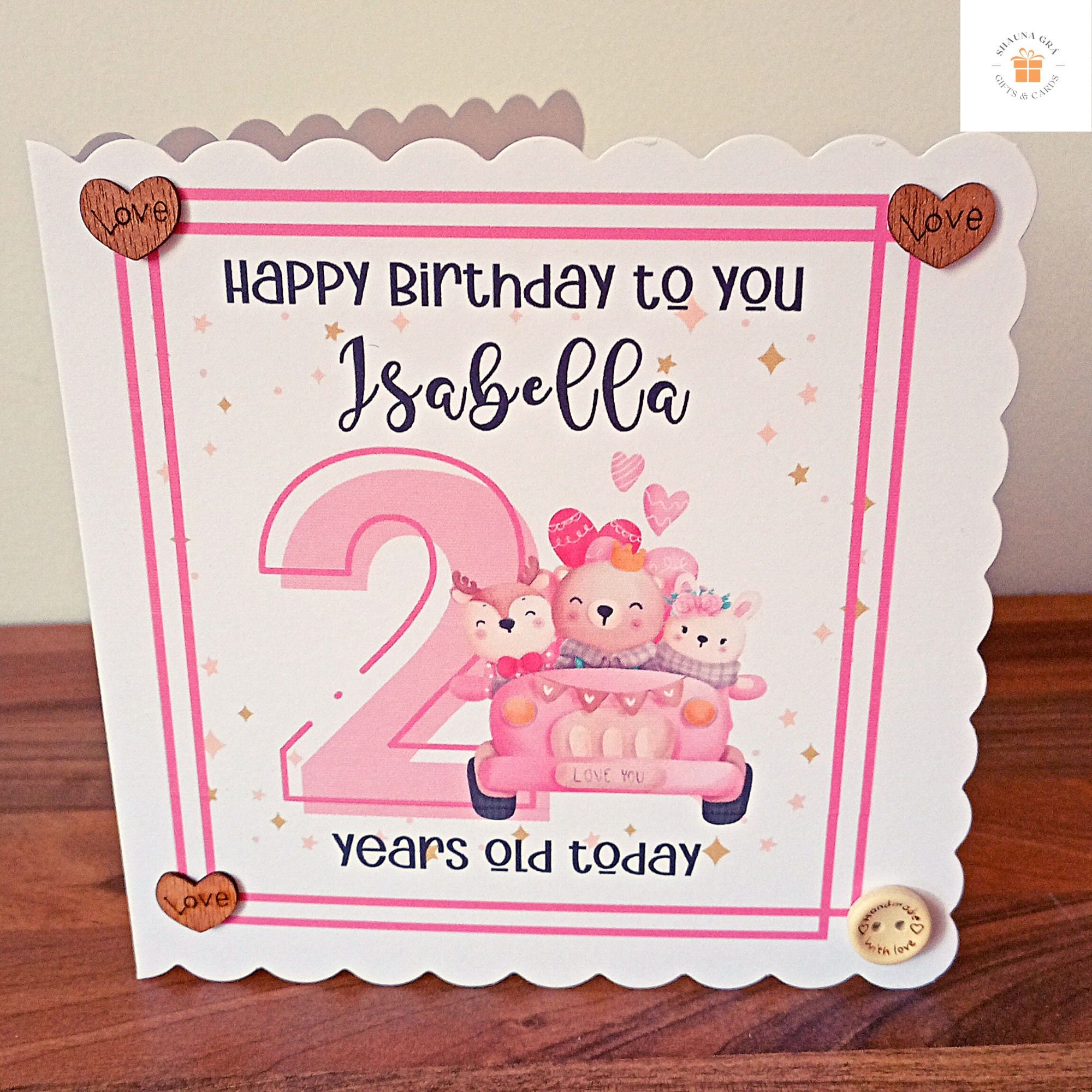 Birthday Card Age 2 for Girl Personalised Woodland Animals - Etsy