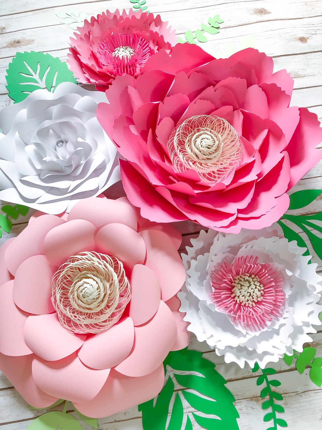 Flower Wall Decor Large Paper Flowers Set of 7 Nursery Wall | Etsy