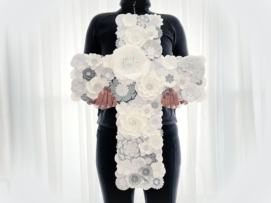 Decorative Cross for Wall Decor With Custom Paper Flowers - Etsy