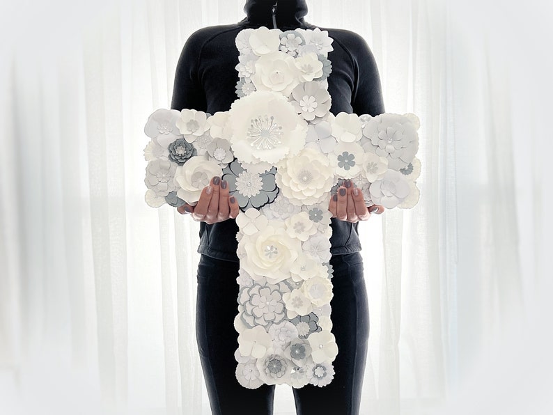 Decorative Cross for Wall Decor With Custom Paper Flowers - Etsy