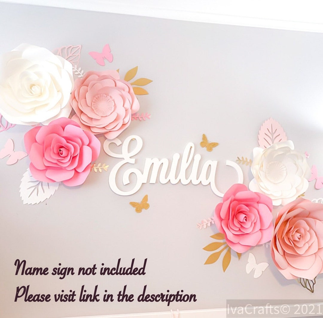 Large Paper Flowers for Nursery Name Sign Baby Girl Nursery - Etsy