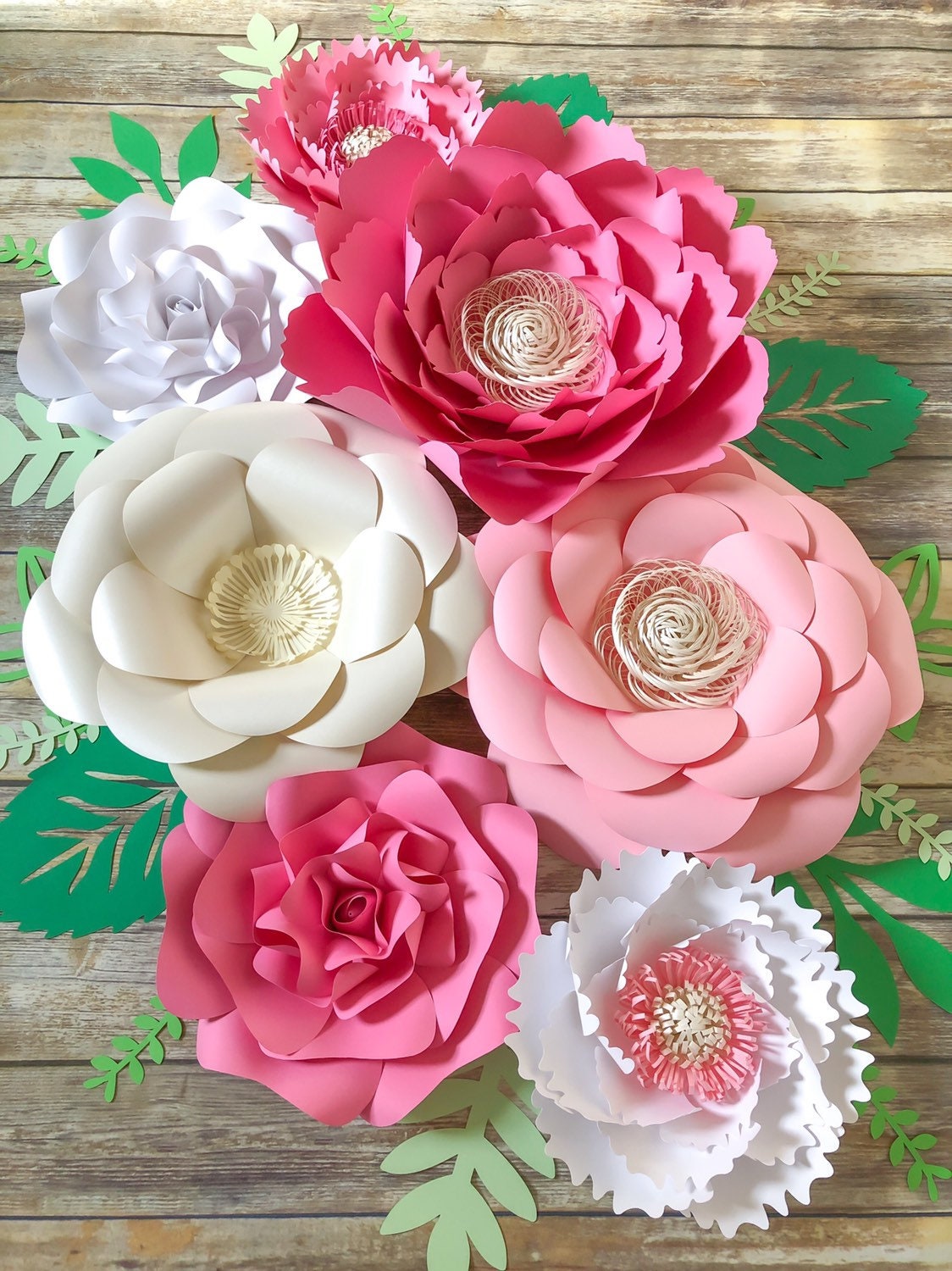 Flower Wall Decor Large Paper Flowers Set of 7 Nursery Wall | Etsy