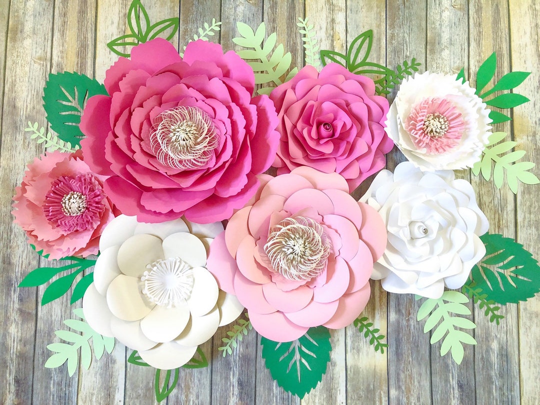 Flower Wall Decor Large Paper Flowers Set of 7 Nursery Wall - Etsy