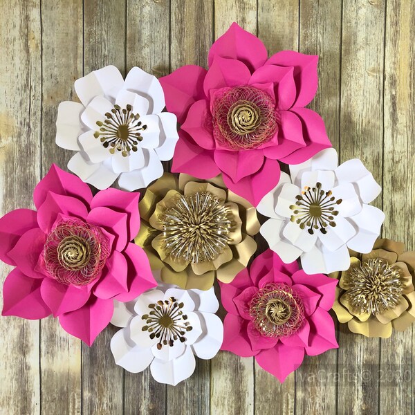 Pink Paper Flowers Wall Decor - Etsy