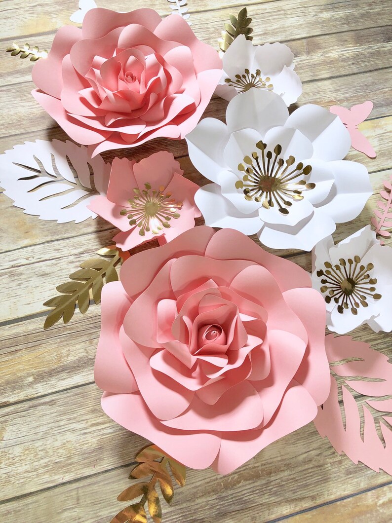 6 Pcs Paper Flowers Wall Decor Pink Paper Roses Nursery Wall - Etsy