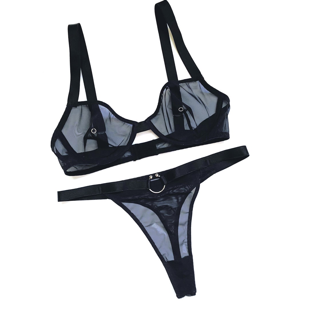 Mesh Lingerie With High Cut Thongs See Through Lingerie Gift for Wife ...