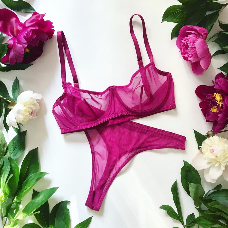Sheer Fuchsia Lingerie Gift for Her Sexy Lingerie Nude Lingerie ...