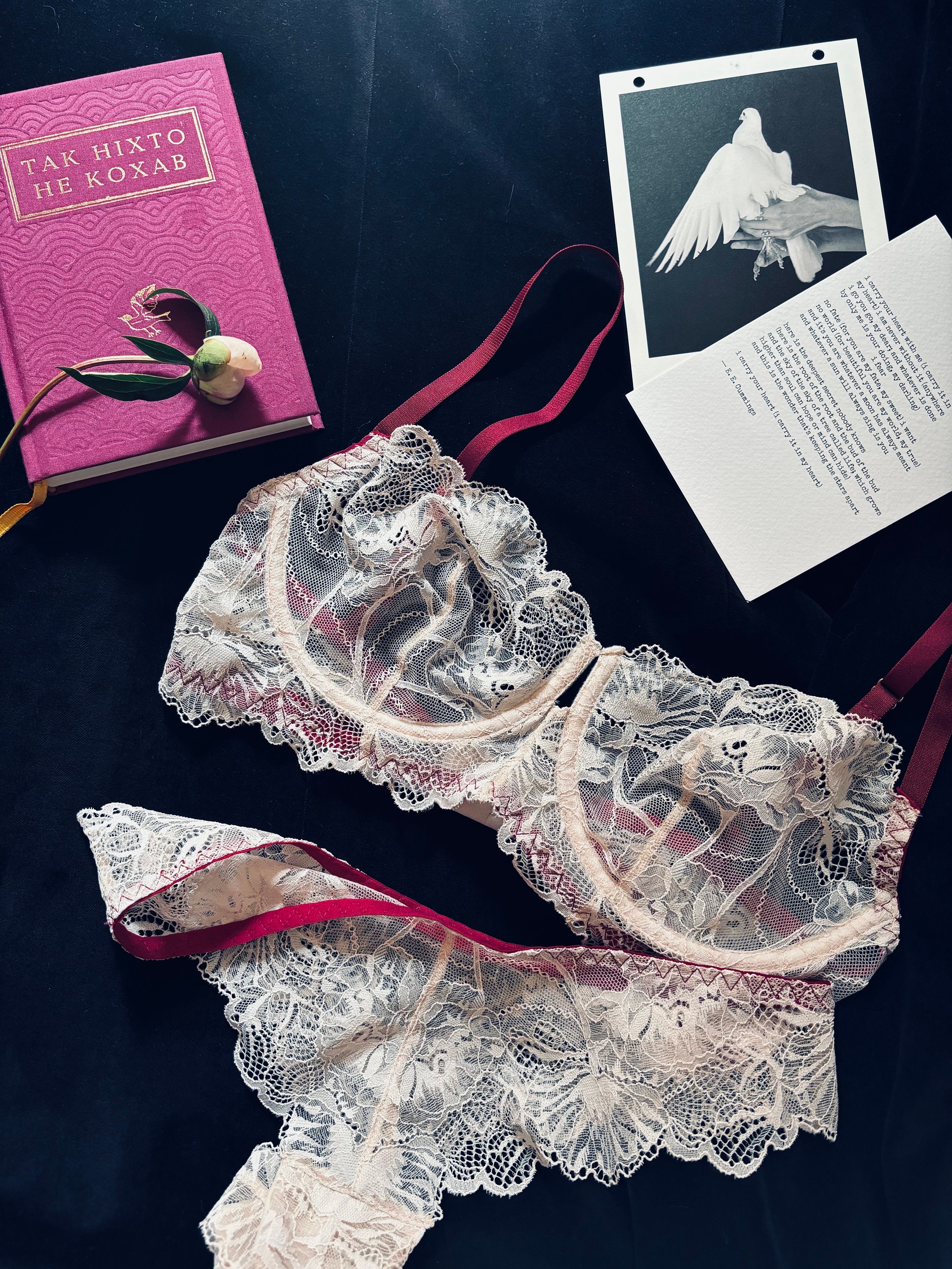 Creamy Lace Lingerie Set Gift for Woman Bridal Lingerie Anniversary Day ...