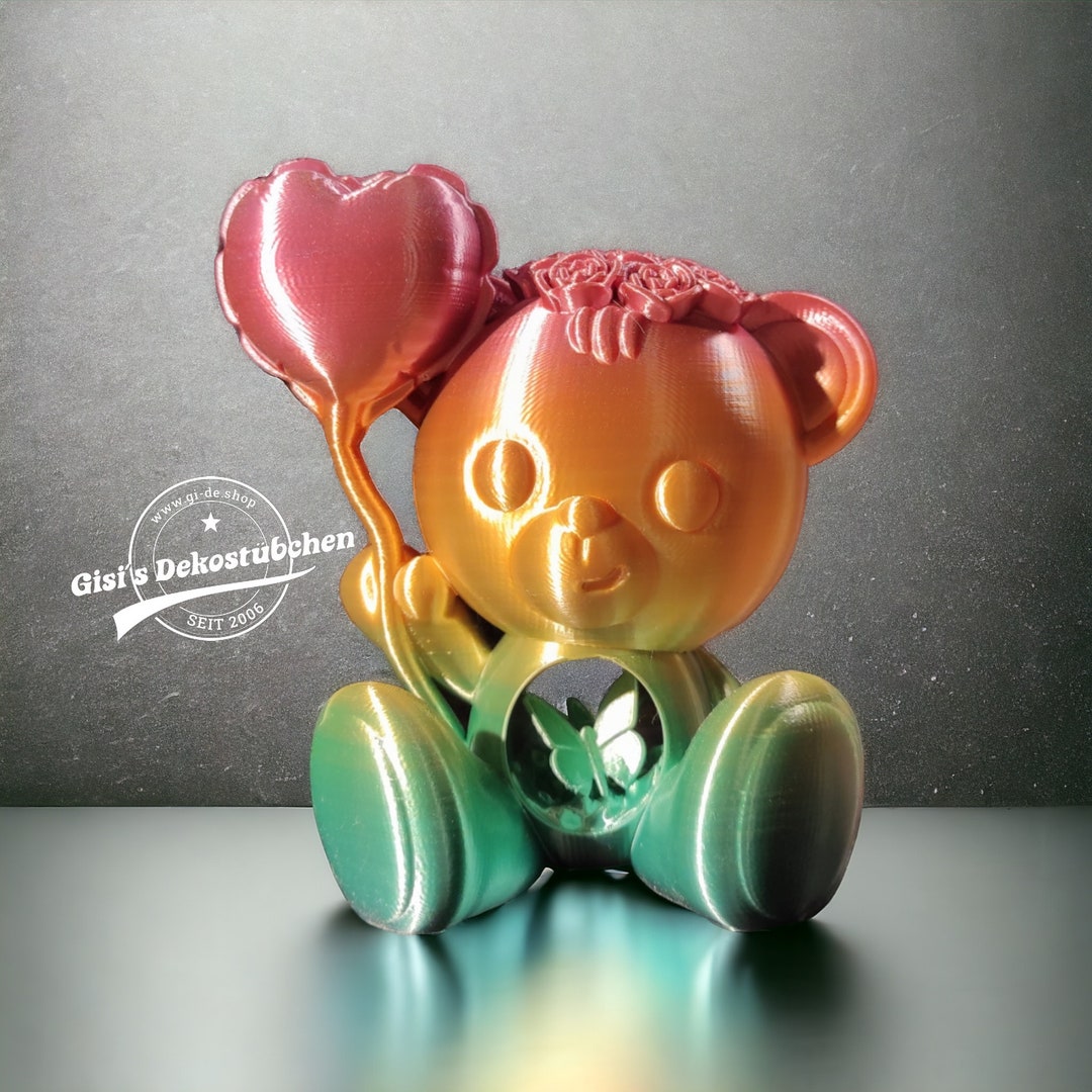 3D Printed - Teddy Bear Statue in Love - Design by Koza Design - Etsy