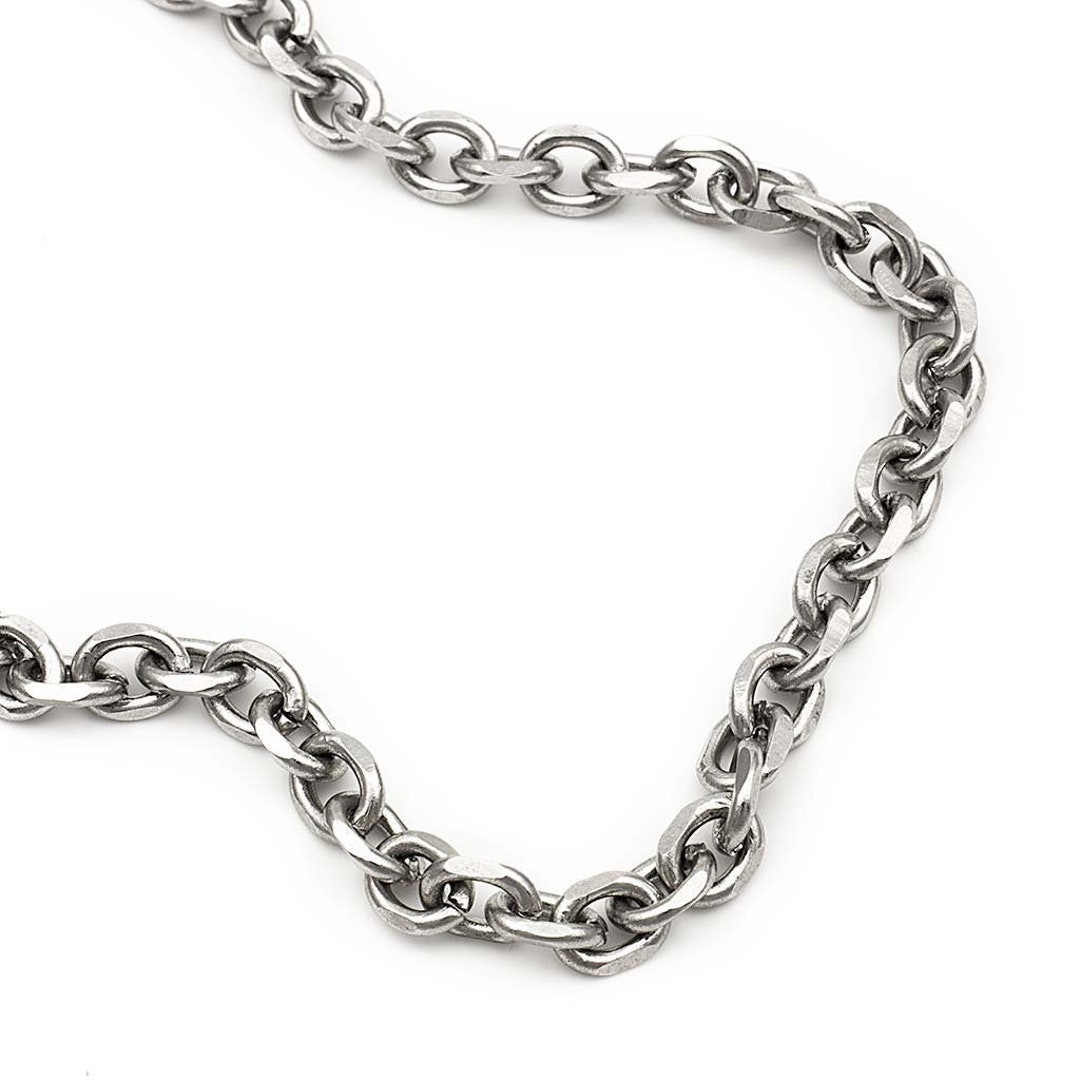 Faceted Cable Chain Necklace Stainless Steel Mens Jewellery Silver Tone ...