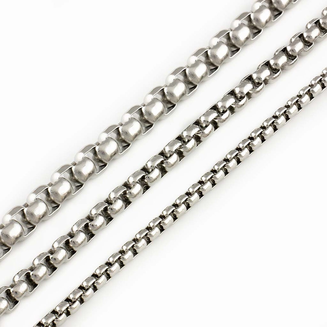 Box Chain Necklace Stainless Steel Mens and Womens - Etsy