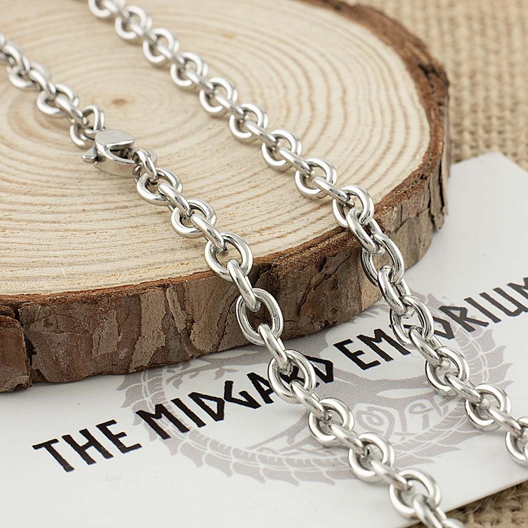 Cable Chain Necklace Stainless Steel Mens and Womens Jewellery Silver ...