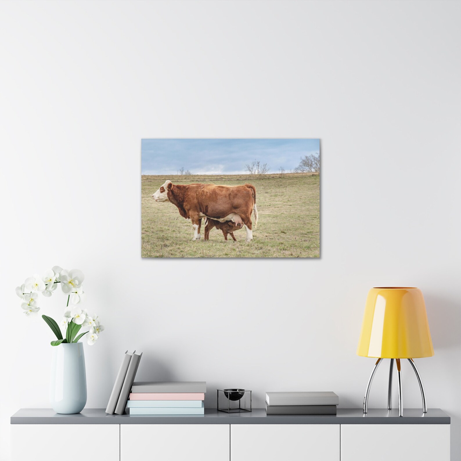Baby Cow Photography, Baby Cow Photo, Neutral Cow Photo, Nursing Baby ...