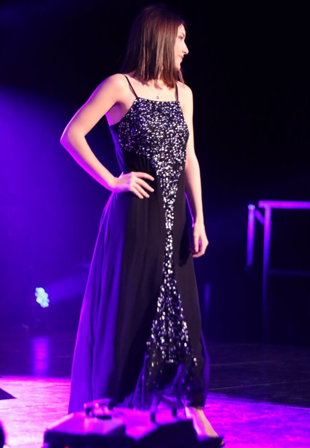 Black and Silver Sequin Evening Dress - Etsy