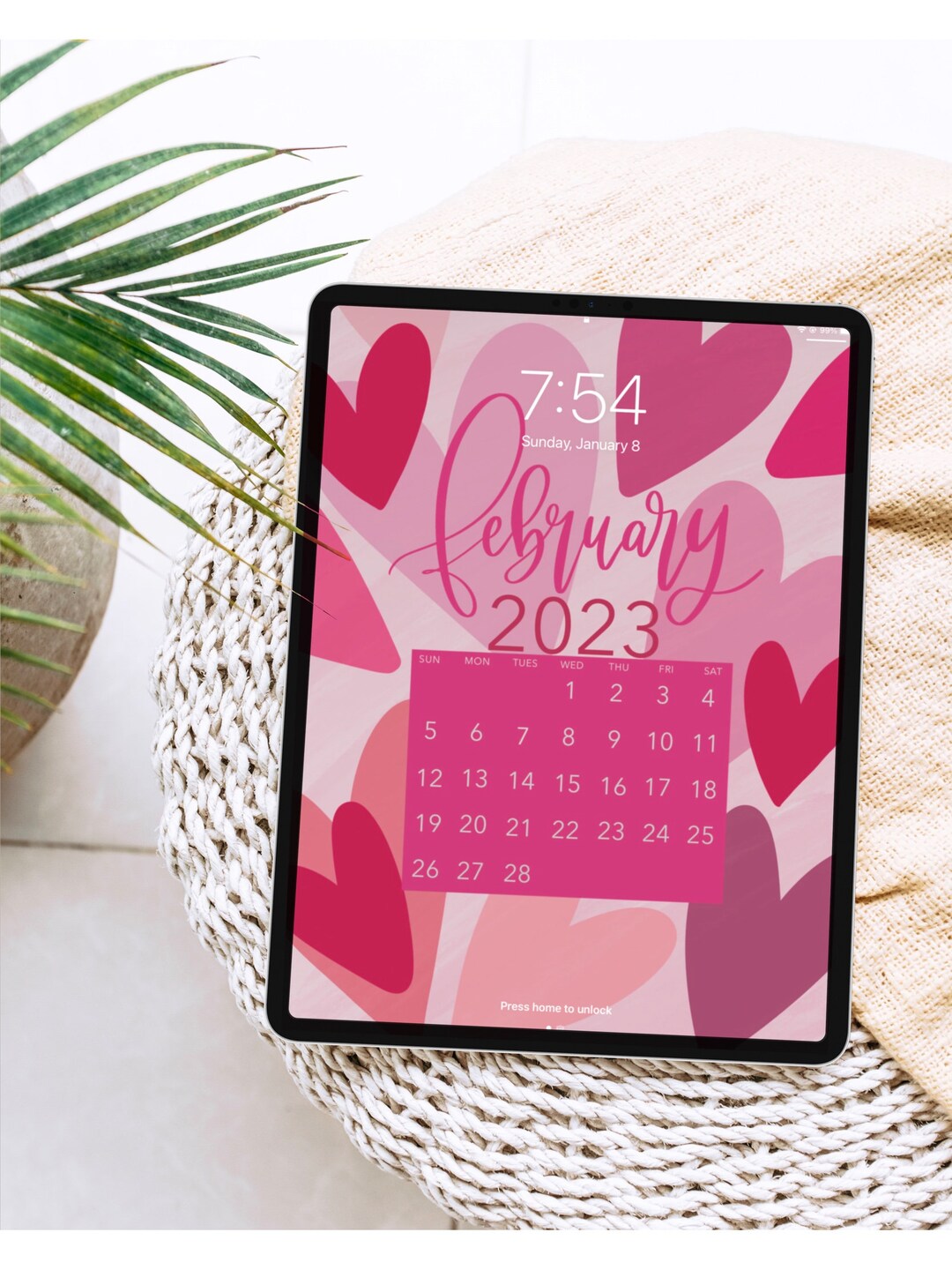 February 2023 Lock Screen Calendar for Ipad Ipad Wallpaper - Etsy