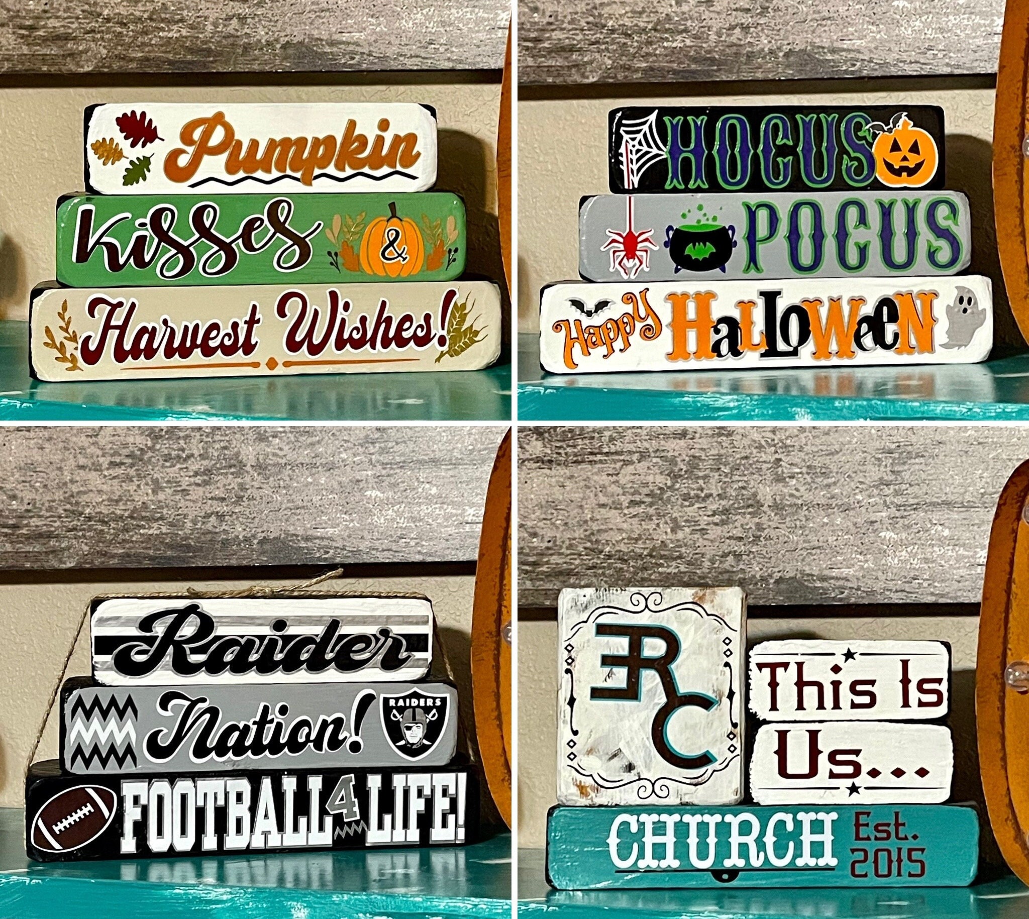 Custom Set of Sports Themed Wood Block Shelf Sitters - Etsy