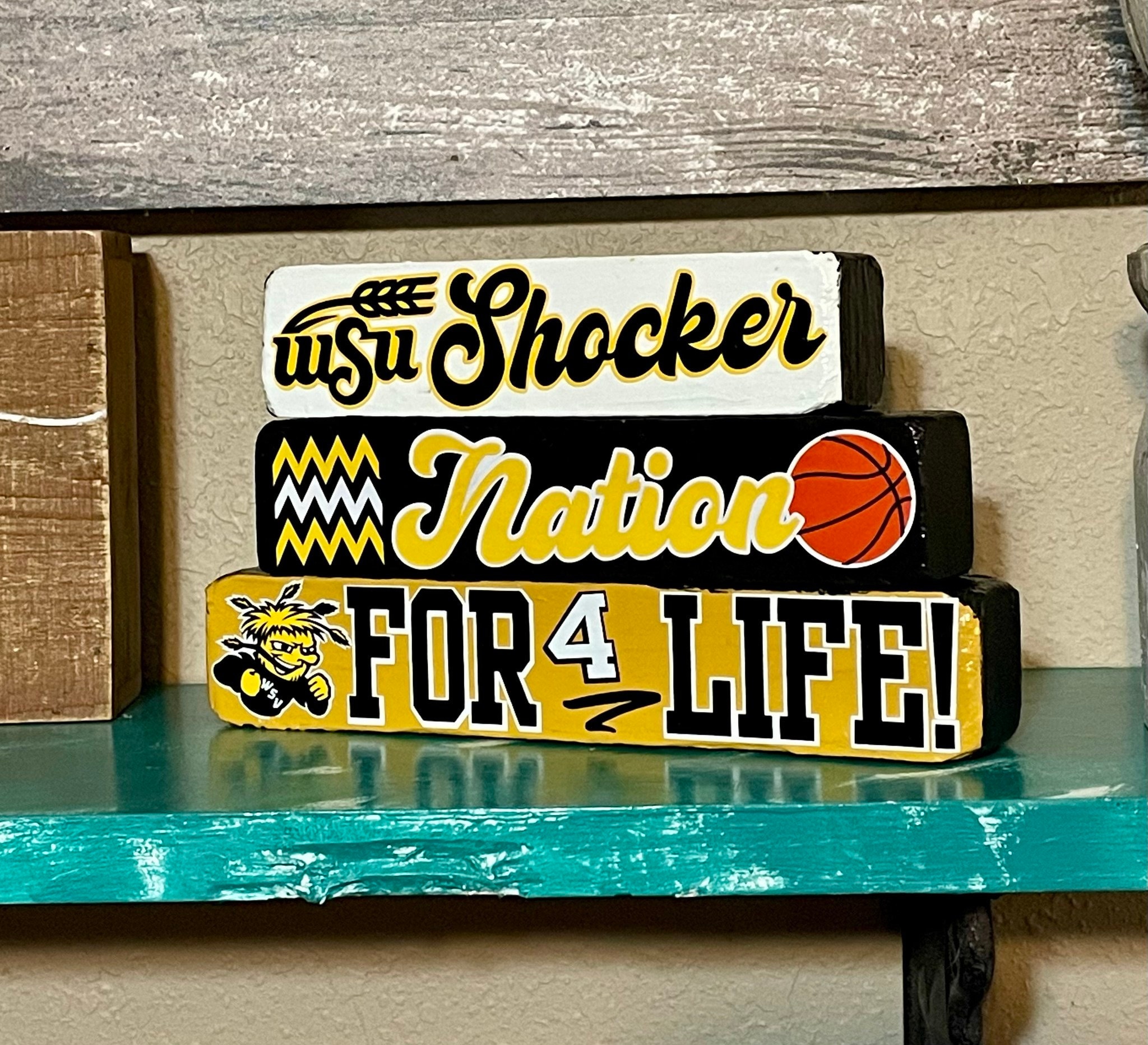 WSU Shocker Wood Block Shelf Sitters - Etsy