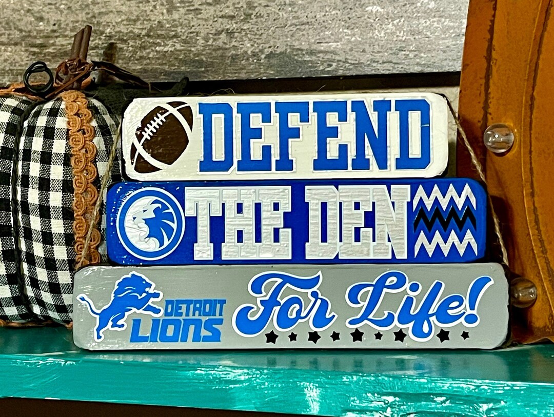 Detroit Lions Wood Block Shelf Sitters - Etsy