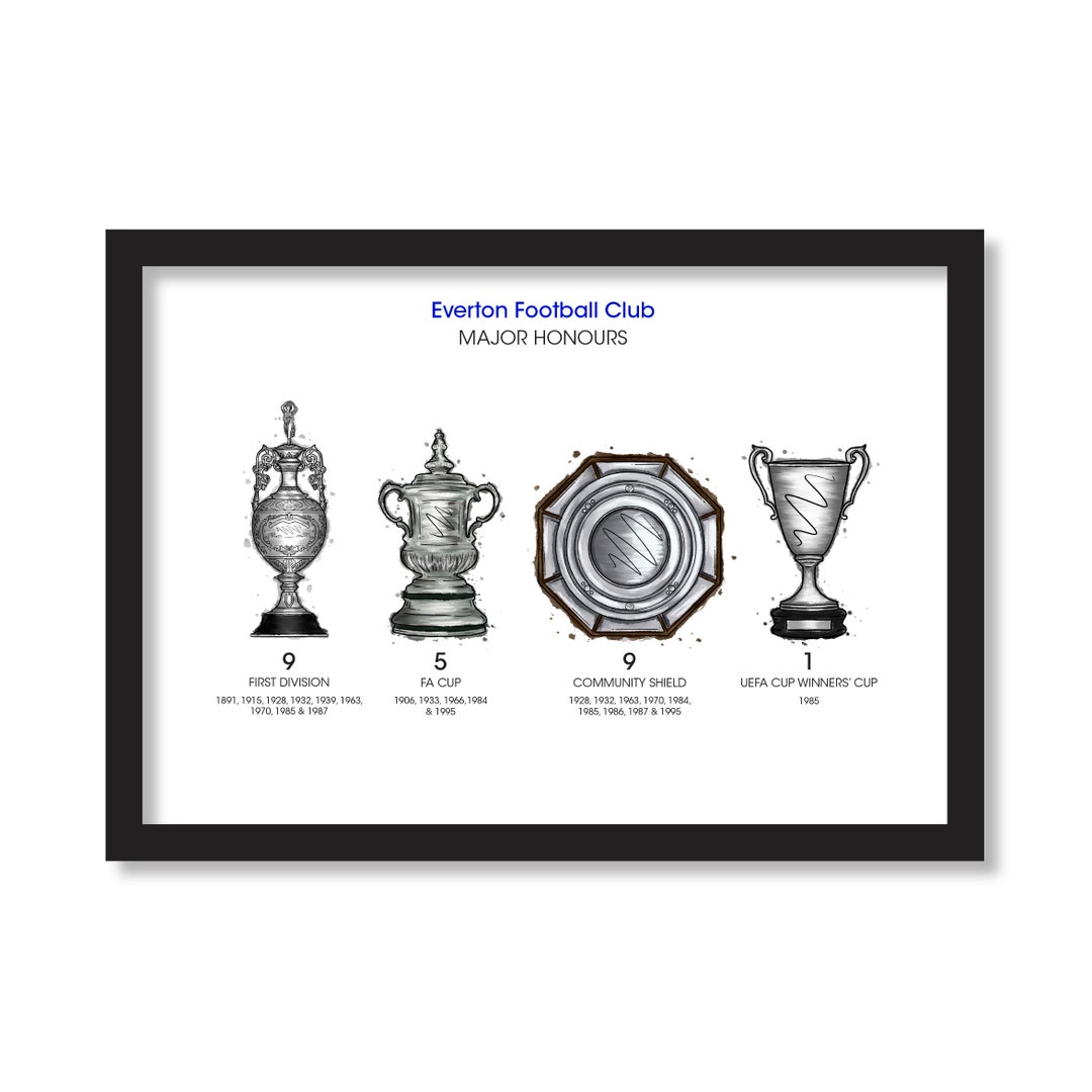 Everton FC Major Trophy Collection - Art Print (up to Date as of 24/25 ...