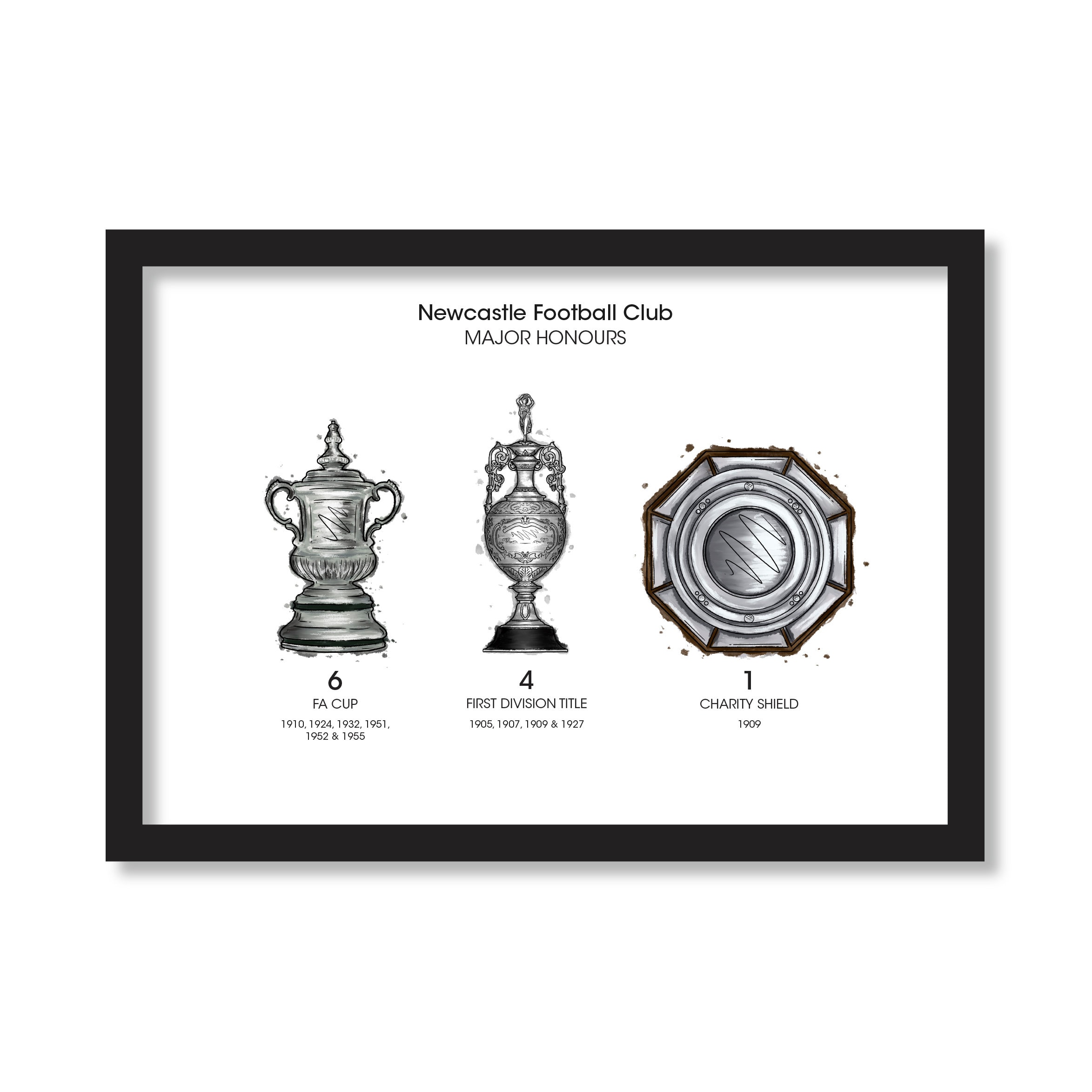 Newcastle United FC Major Trophy Collection - Art Print - Etsy