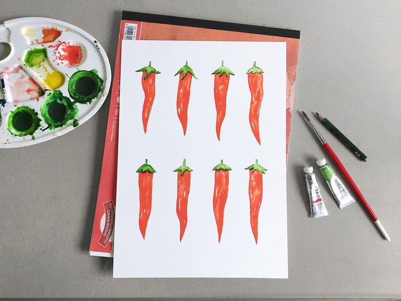 Printable CHILLI PEPPER and BEANS 2 Prints Vegetable Wall - Etsy UK