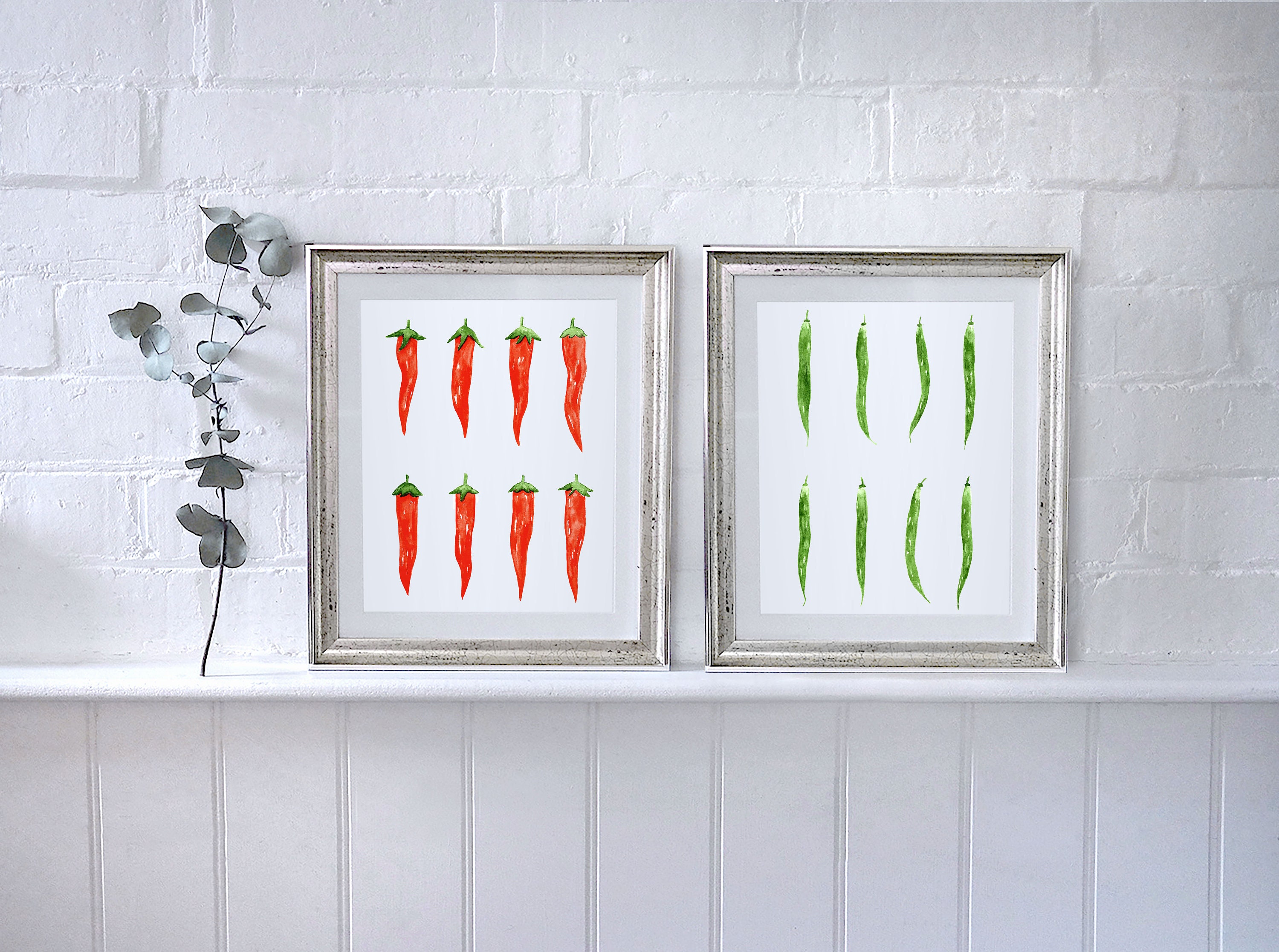 Printable CHILLI PEPPER and BEANS 2 Prints Vegetable Wall - Etsy UK